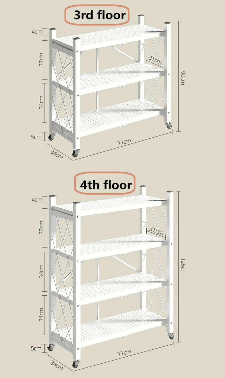 [SG STOCK] foldable kitchen storage rack 3 / 4 / 5 foldable storage ...