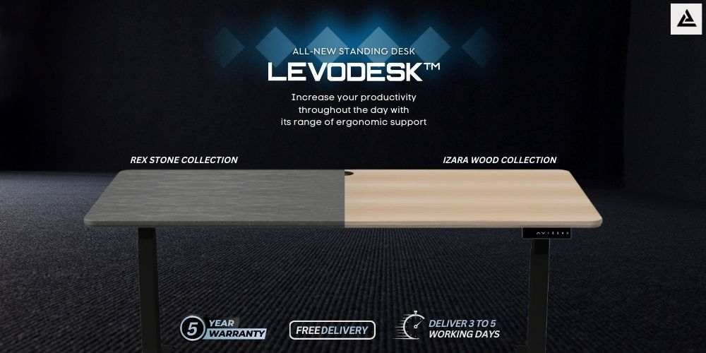 APOL Levodesk Rex Stone - Ergonomic Standing Desk Electric Height ...