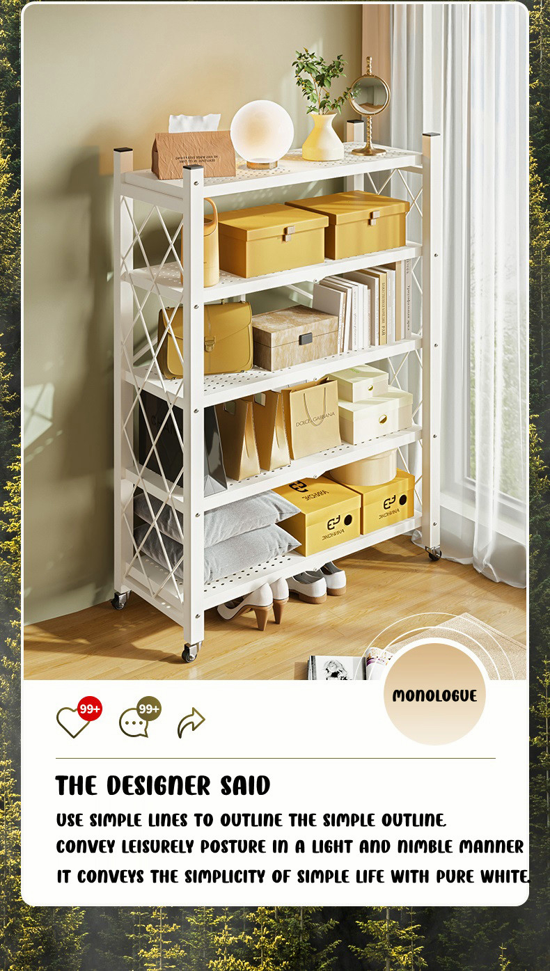 [SG STOCK] foldable kitchen storage rack 3 / 4 / 5 foldable storage ...