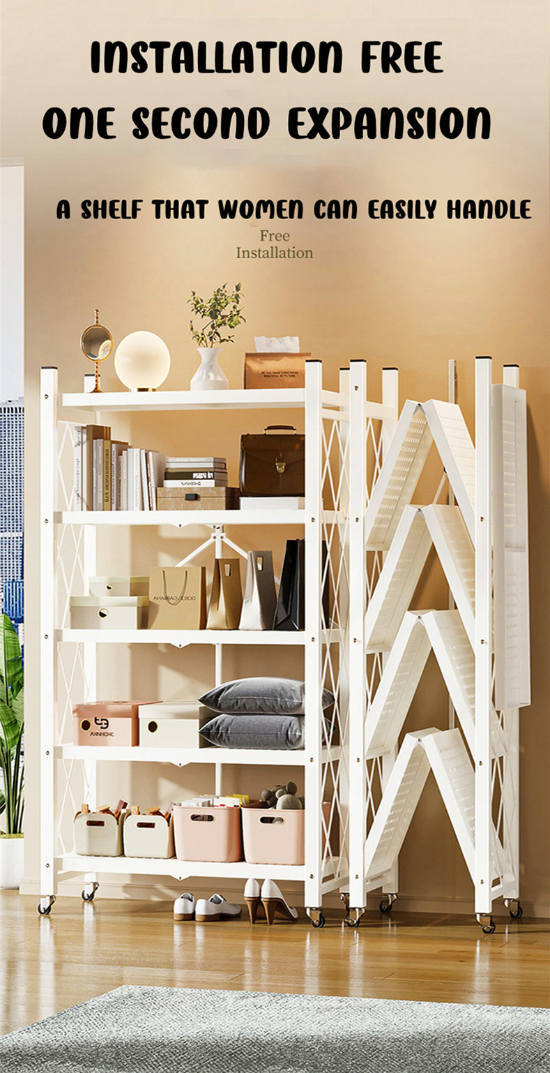 [SG STOCK] foldable kitchen storage rack 3 / 4 / 5 foldable storage ...