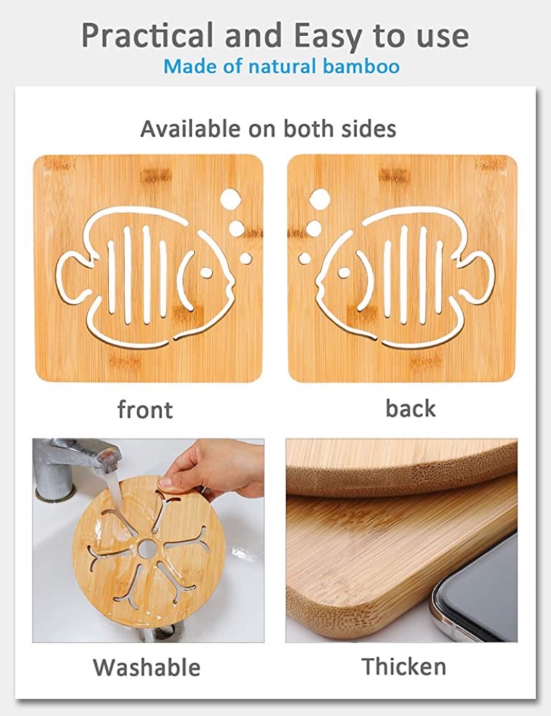 SG Stock Premium Natural Bamboo Trivet Kitchen Bamboo Heat Insulation ...