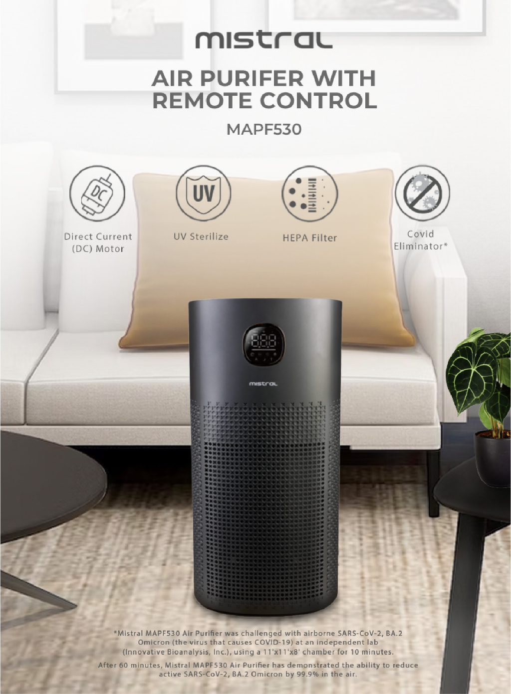Mistral Noir Air Purifier with Remote Control MAPF530 | Shopee Singapore
