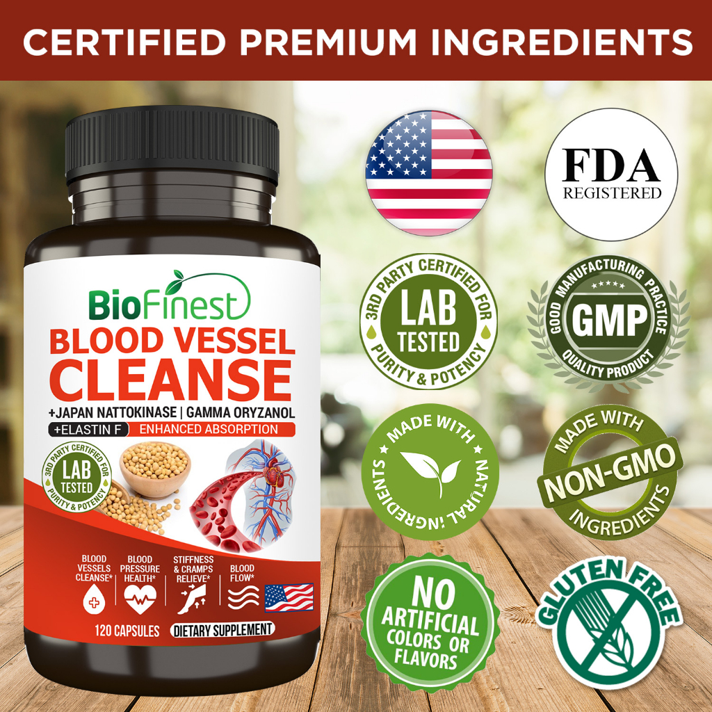 Biofinest Blood Vessel Cleanse Nattokinase - Clean Flexible Vessels ...