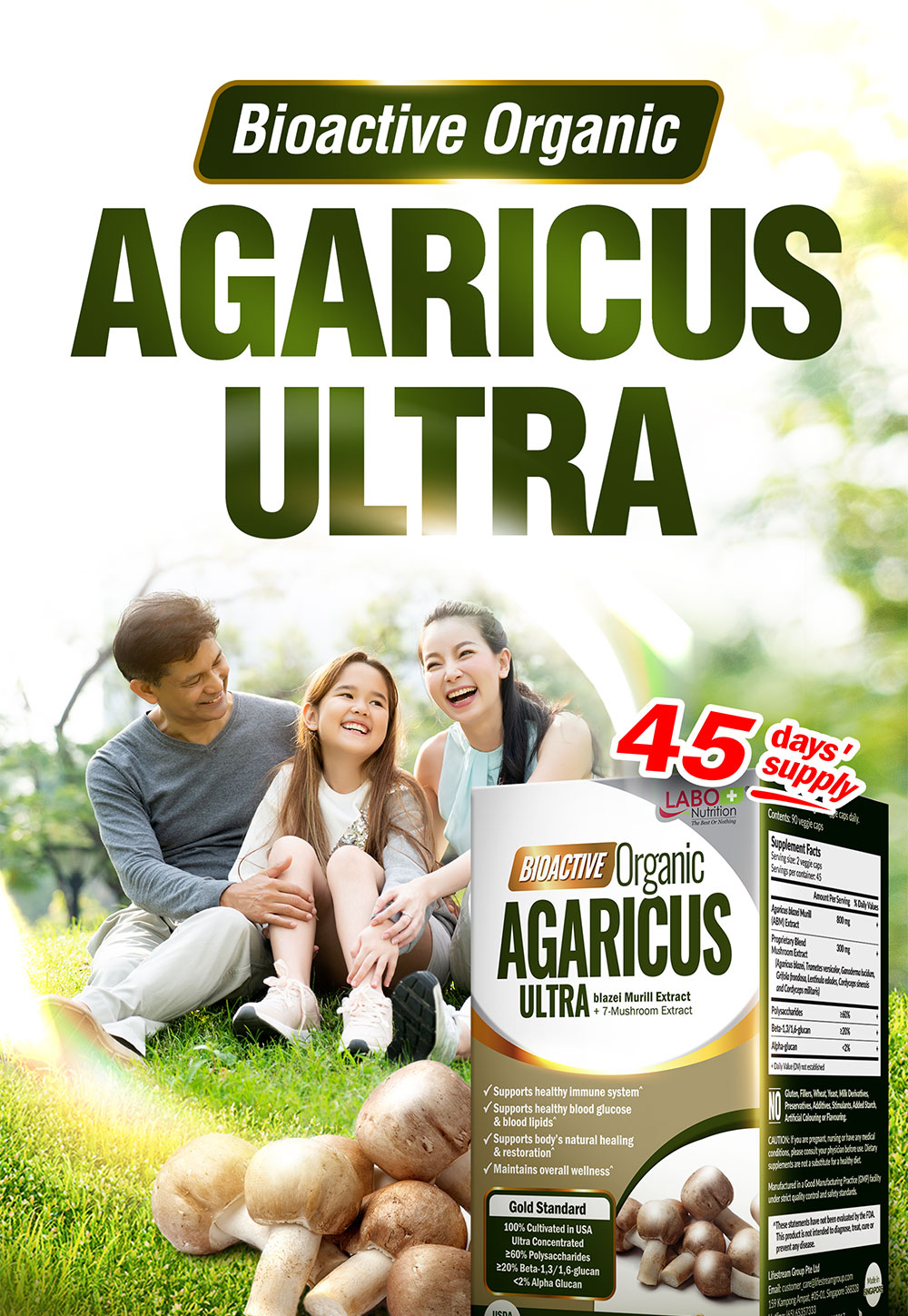 LABO Nutrition Bioactive Organic Agaricus Ultra - Agaricus Blazei ...