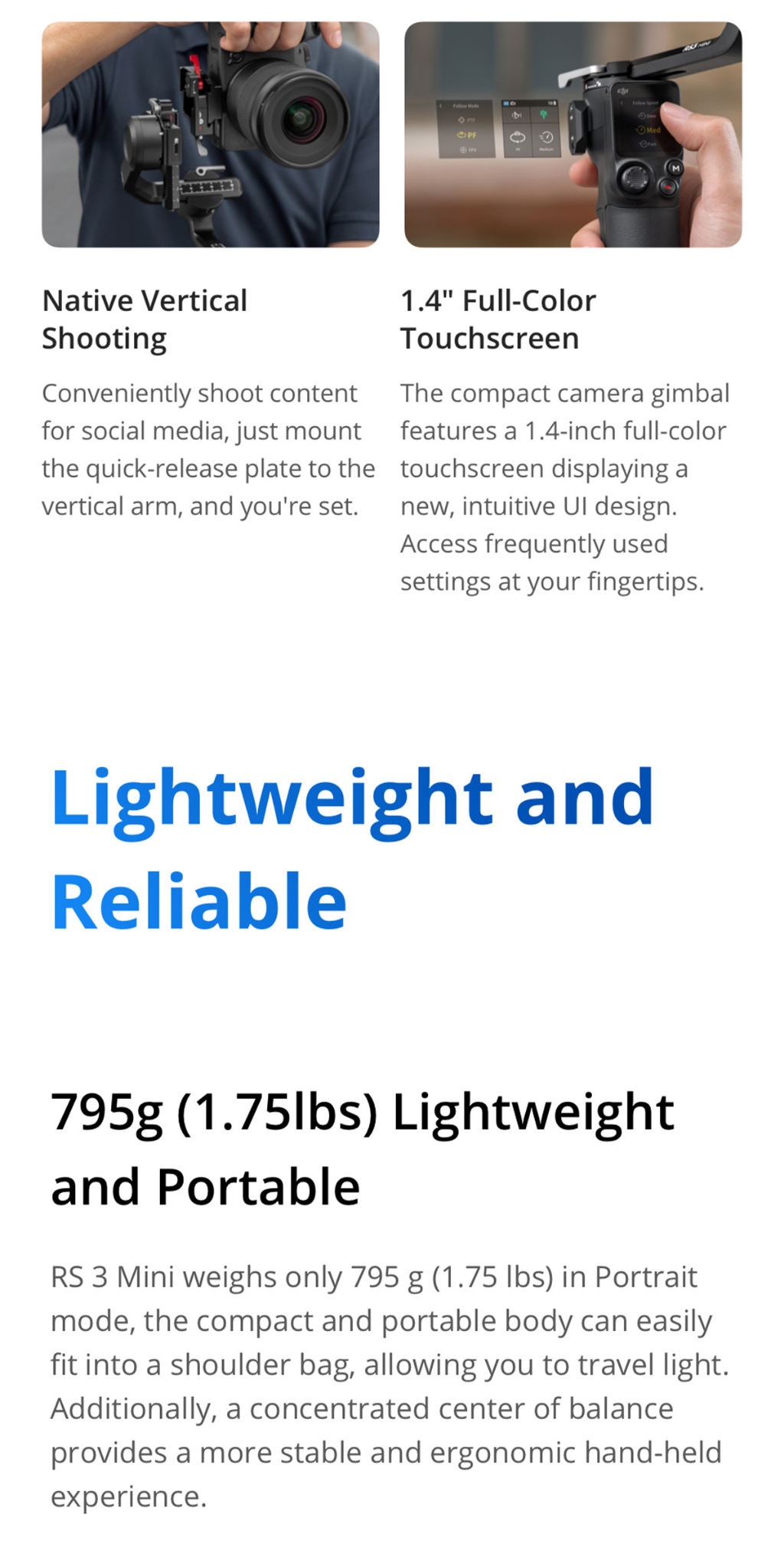 DJI RS 3 Mini - Stabilizer | Native Vertical Shooting | Bluetooth ...