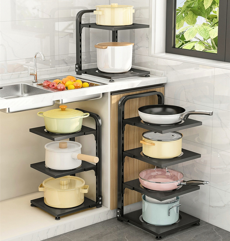 【SG】Adjustable Pot Rack Pot Organiser Under Sink Kitchen Sink Organiser ...