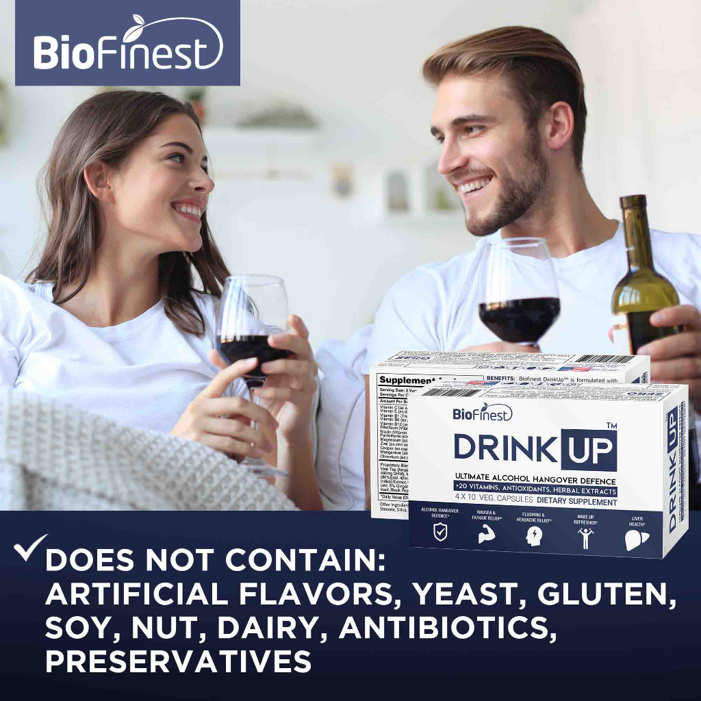 Biofinest DrinkUp Alcohol Detox Hangover Relief Supplement - Milk ...