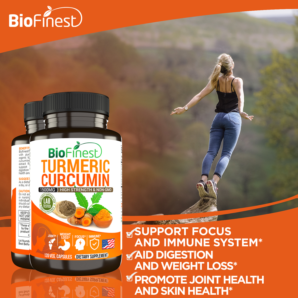 Biofinest Turmeric Curcumin 1500mg 95% Curcuminoids -Fast Absorption ...