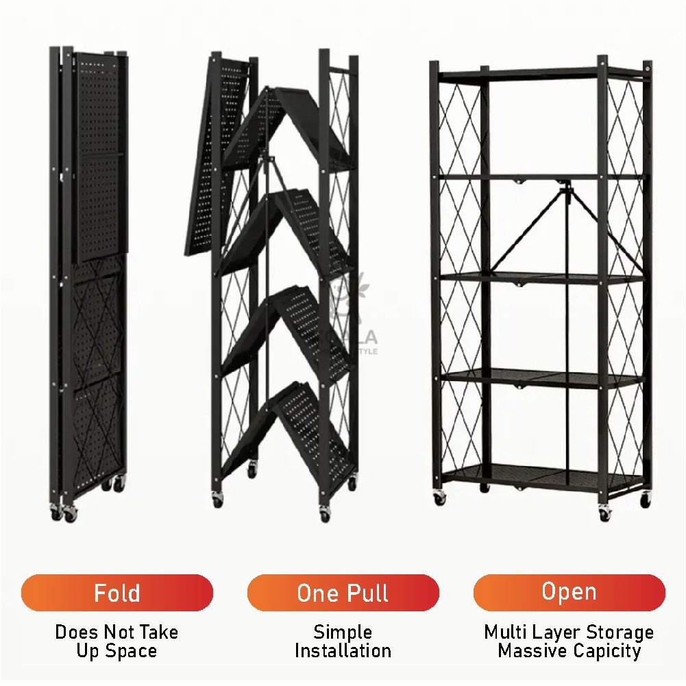 [SG STOCK]Folding Storage rack 3/4/5 layer kitchen rack free ...