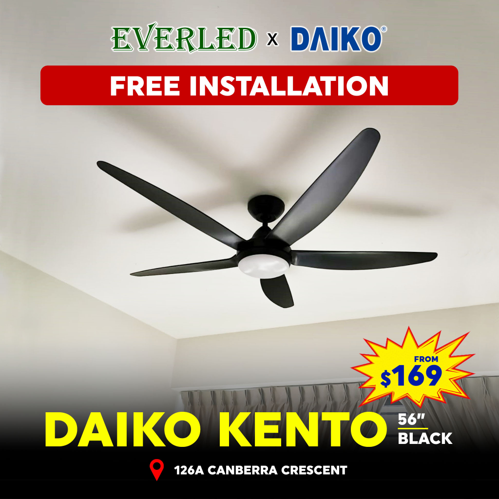 [FREE INSTALLATION] DAIKO DC Kento 40"/56" ceiling fan (with 24W Tri ...
