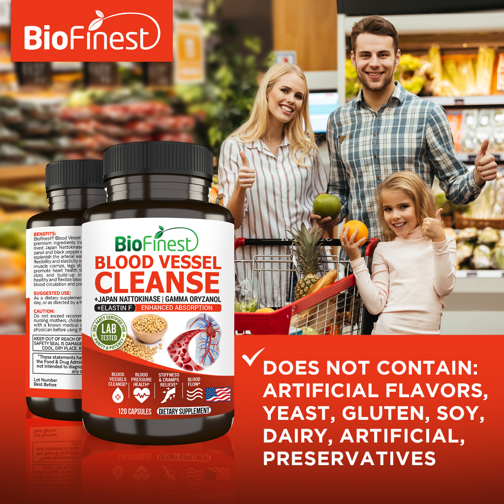 Biofinest Blood Vessel Cleanse Nattokinase - Clean Flexible Vessels ...