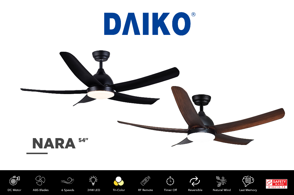 [FREE INSTALLATION] DAIKO Nara 54" DC Ceiling Fan (with Tri-Color Light ...