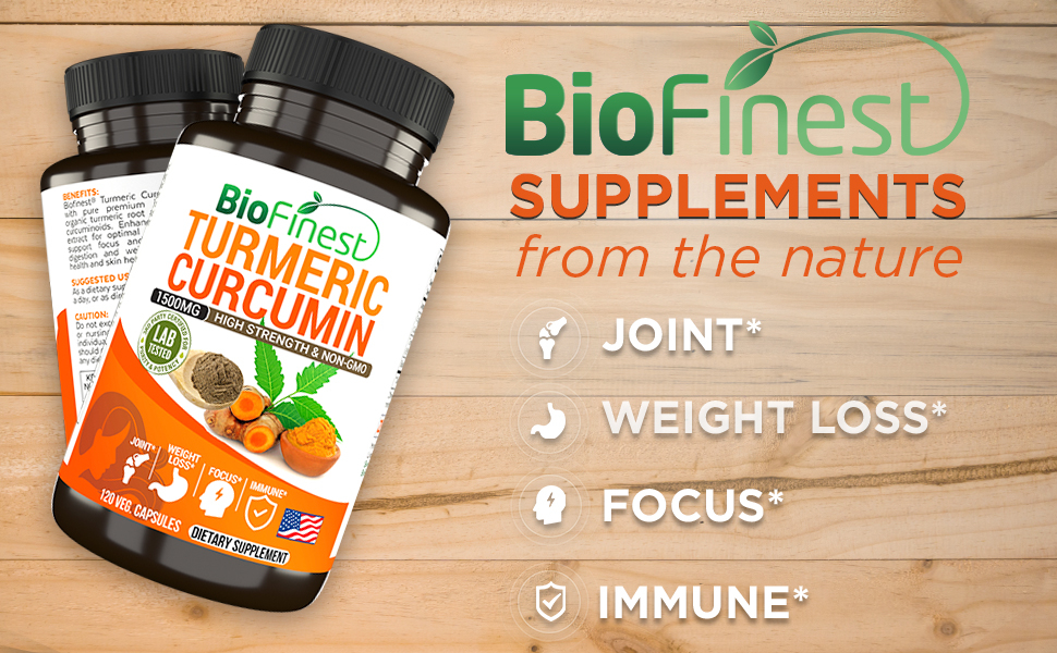 Biofinest Turmeric Curcumin 1500mg 95% Curcuminoids -Fast Absorption ...