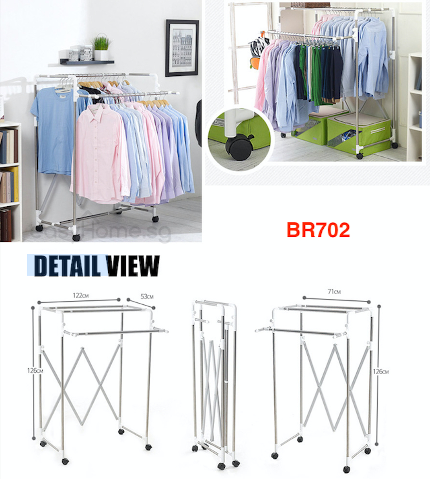 Easyhome.sg Korean Clothes Rack BR703 Laundry Rack Foldable Drying Rack ...