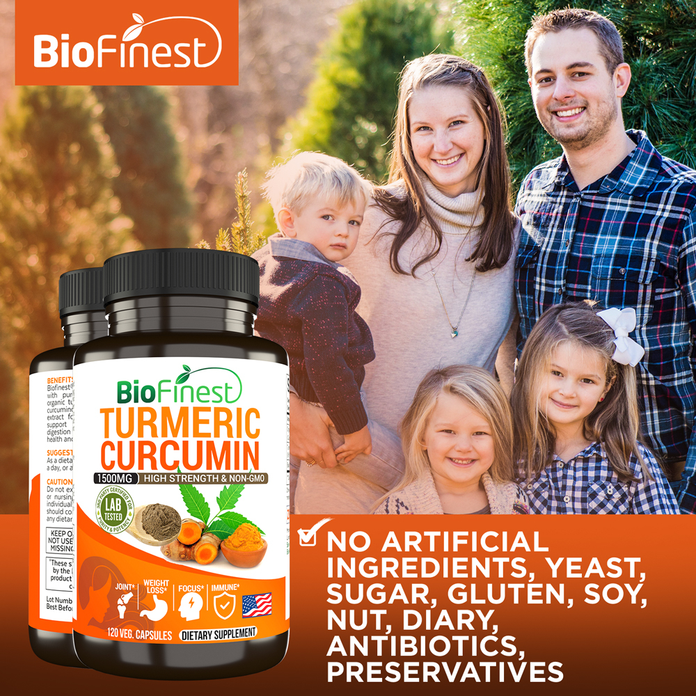Biofinest Turmeric Curcumin 1500mg 95% Curcuminoids -Fast Absorption ...