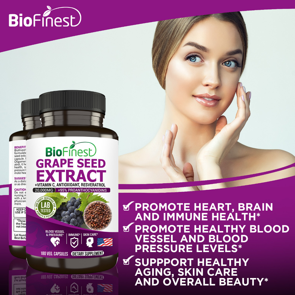 Biofinest Grape Seed 20000mg Extract Supplement - Grapeseed Vitamin C ...