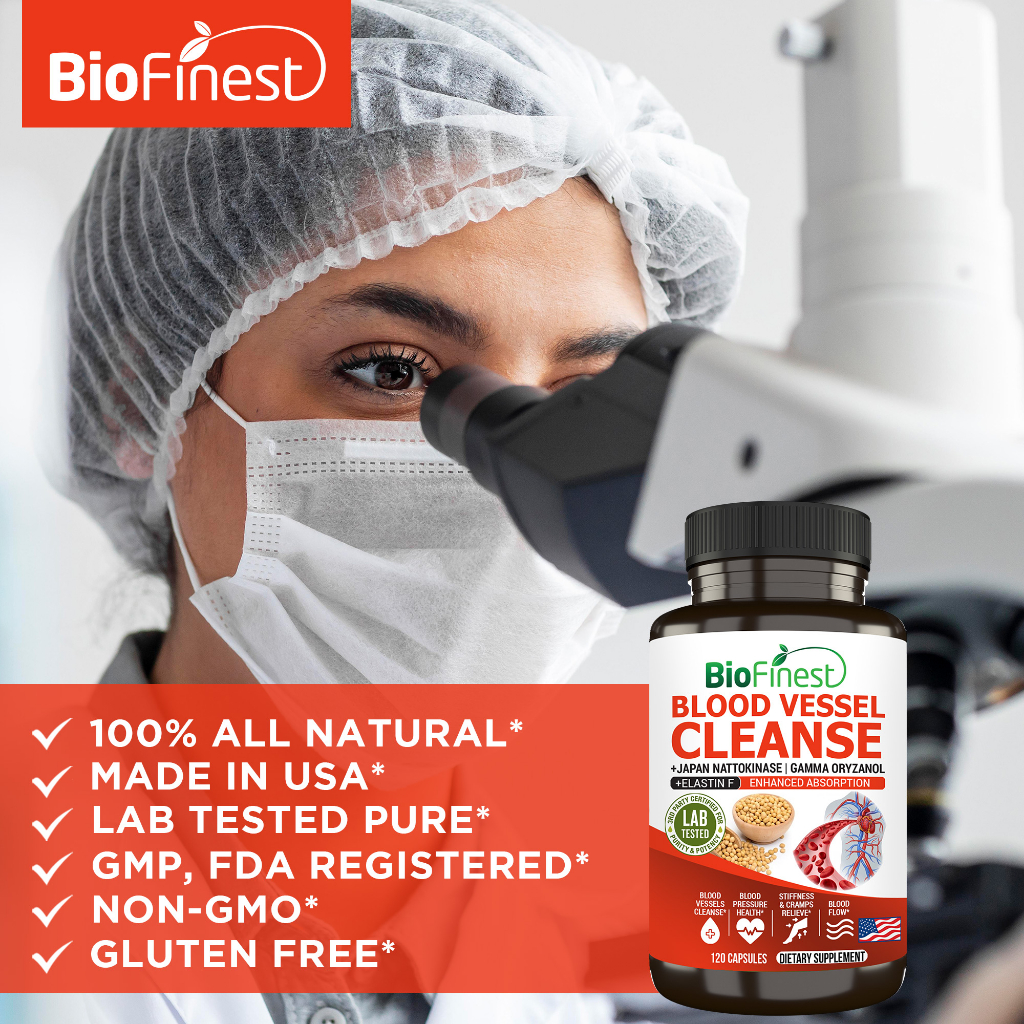 Biofinest Blood Vessel Cleanse Nattokinase - Clean Flexible Vessels ...