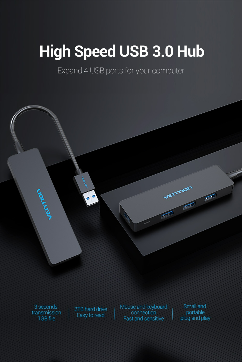 Vention USB HUB Multiple USB Splitter 4 Ports Hight Speed USB 3.0 HUB ...