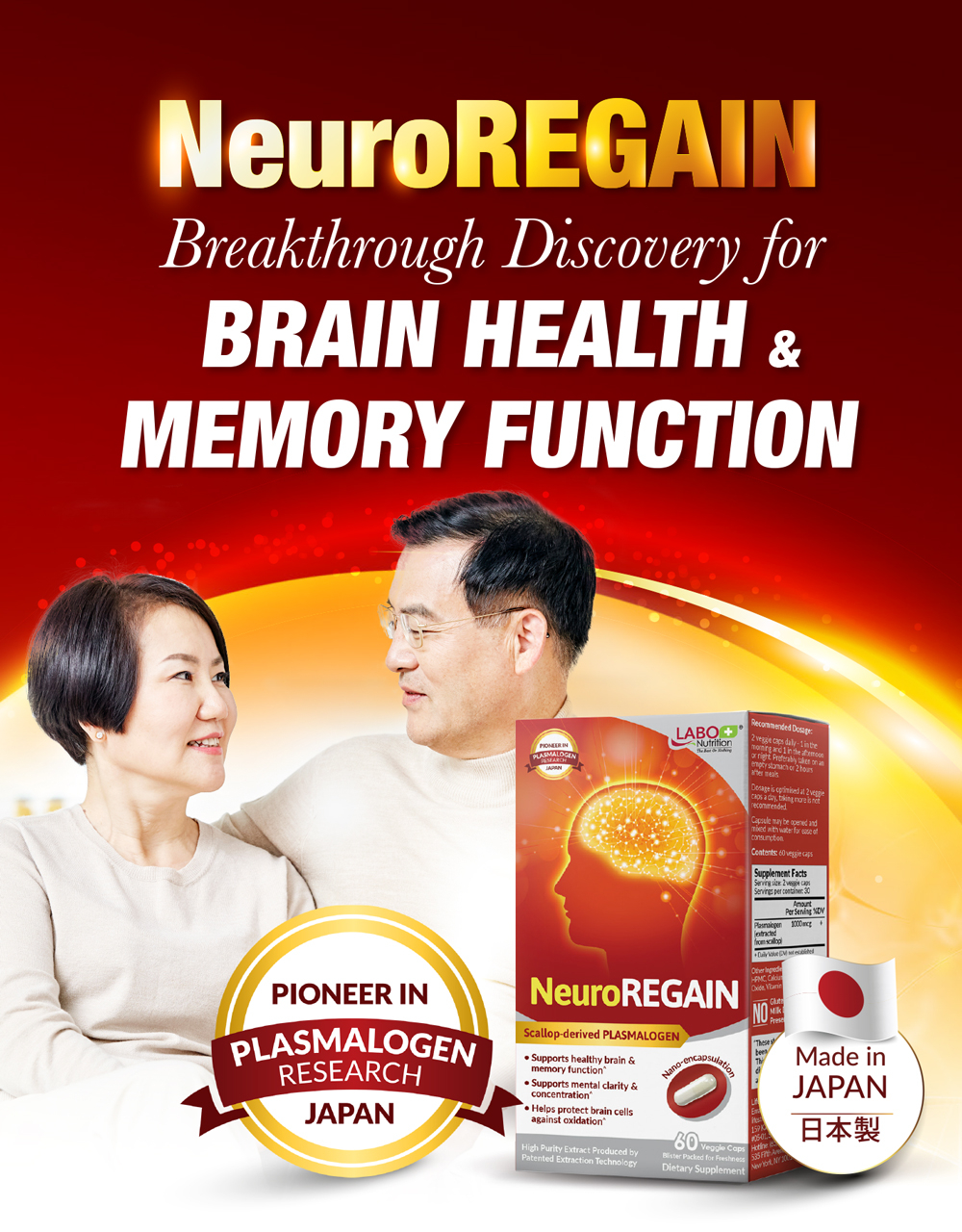 LABO NeuroREGAIN Plasmalogens For Brain Memory, Mental Clarity ...