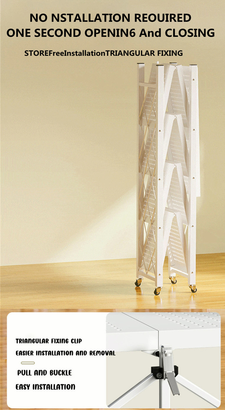 [SG STOCK] foldable kitchen storage rack 3 / 4 / 5 foldable storage ...