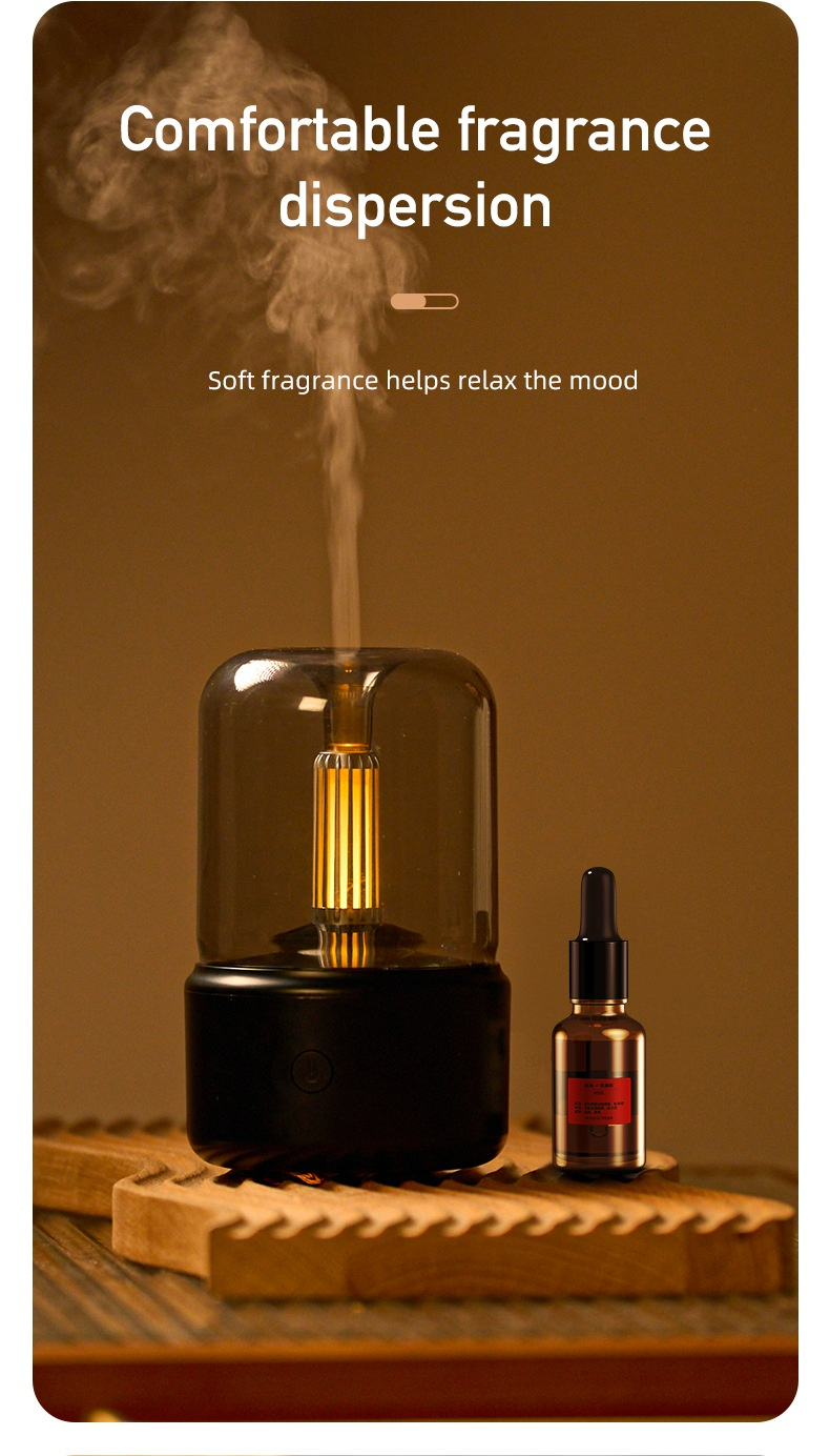 New USB Essential Oil Aroma Diffuser Desktop Atmosphere Candle Light ...