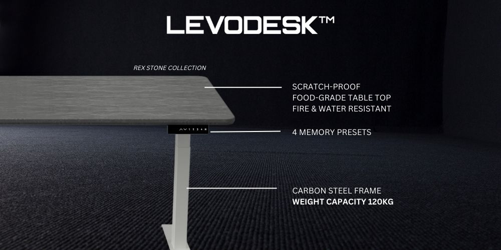 APOL Levodesk Rex Stone - Ergonomic Standing Desk Electric Height ...