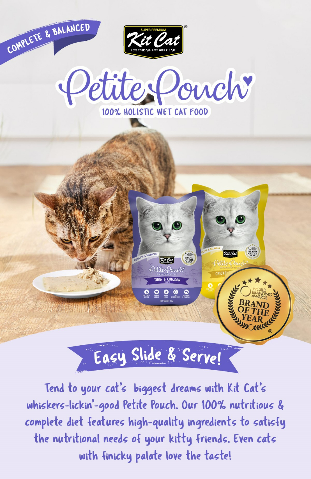 Kit Cat Petite Pouch Complete & Balanced Wet Cat Food For Cats (70g) (7 ...