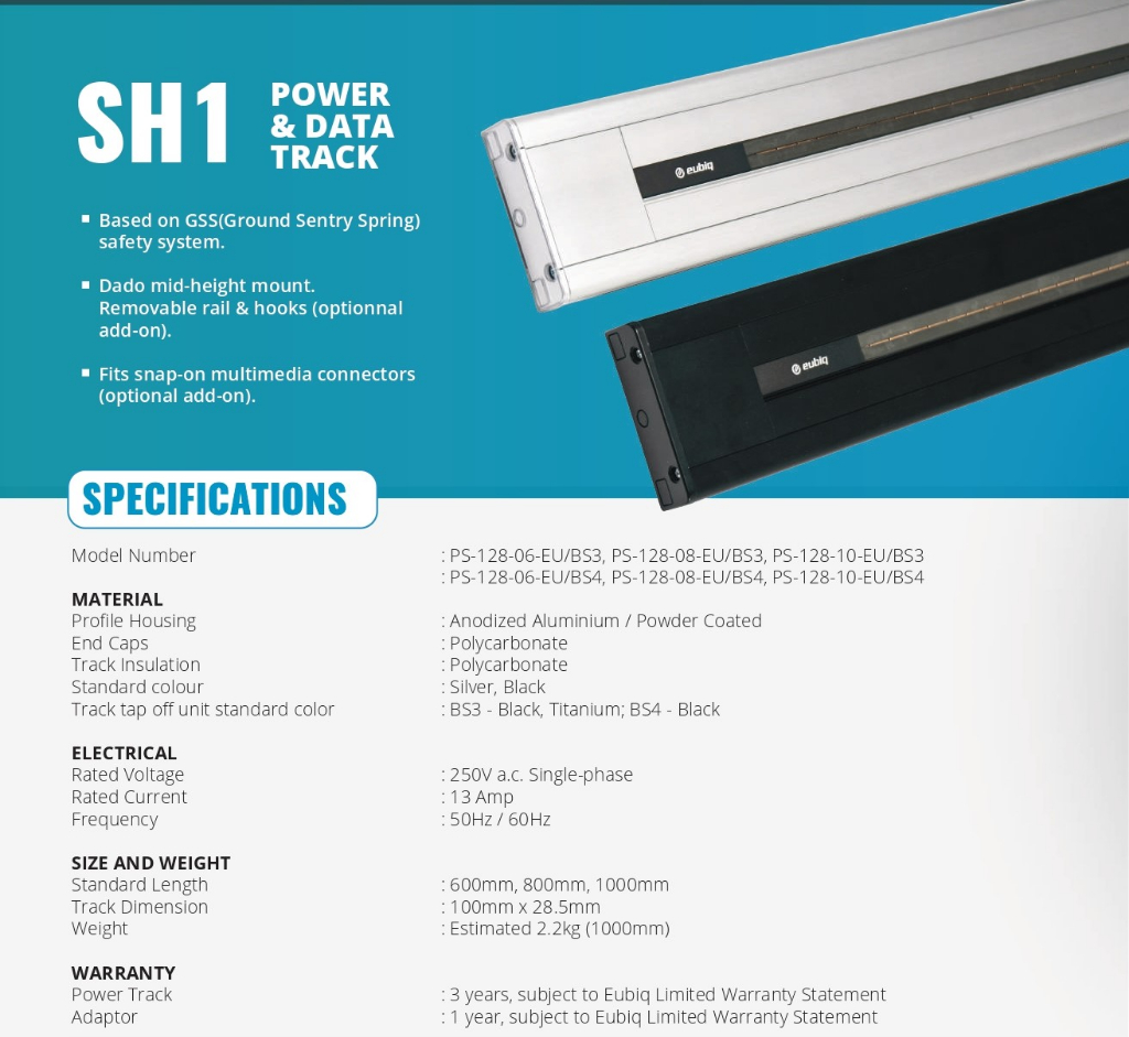 Eubiq Surface Power Tracks Set (Surface Mounted) With 3 X PCS BS3 SHEQ001 | Shopee Singapore