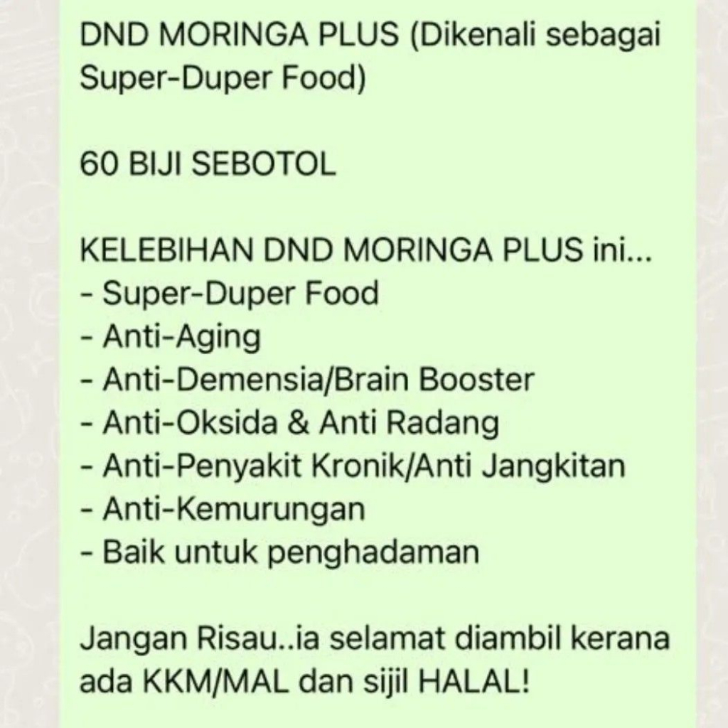 Official Store DND MORINGA PLUS - 60 VEGE CAPSULE DND369 | Shopee Singapore