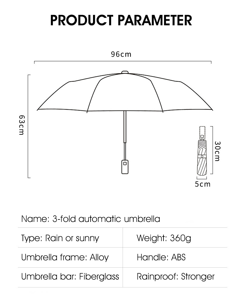 HXR Automatic Umbrella big Ribs Windproof Portable Foldable large ...