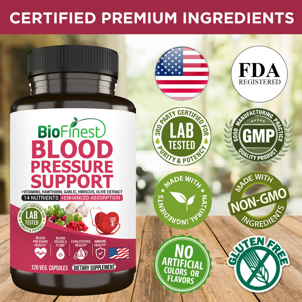 Biofinest Blood Pressure Support Supplement - Healthy Heart Blood ...