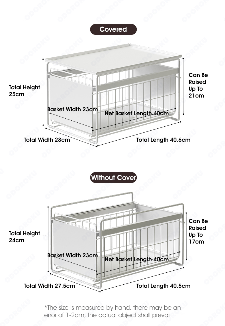 ODOROKU Stackable 2-Tier Under Sink Cabinets Organizer with Sliding ...