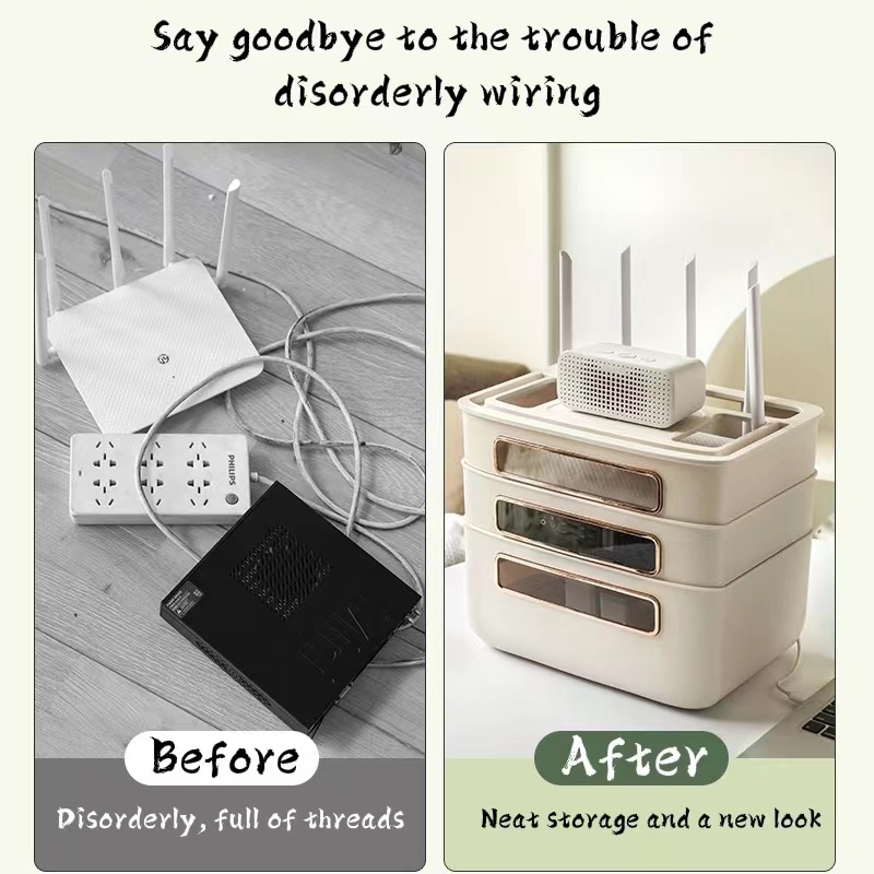 Wifi Router Organizer TV Console Storage Box Shelf Socket Desk Table ...