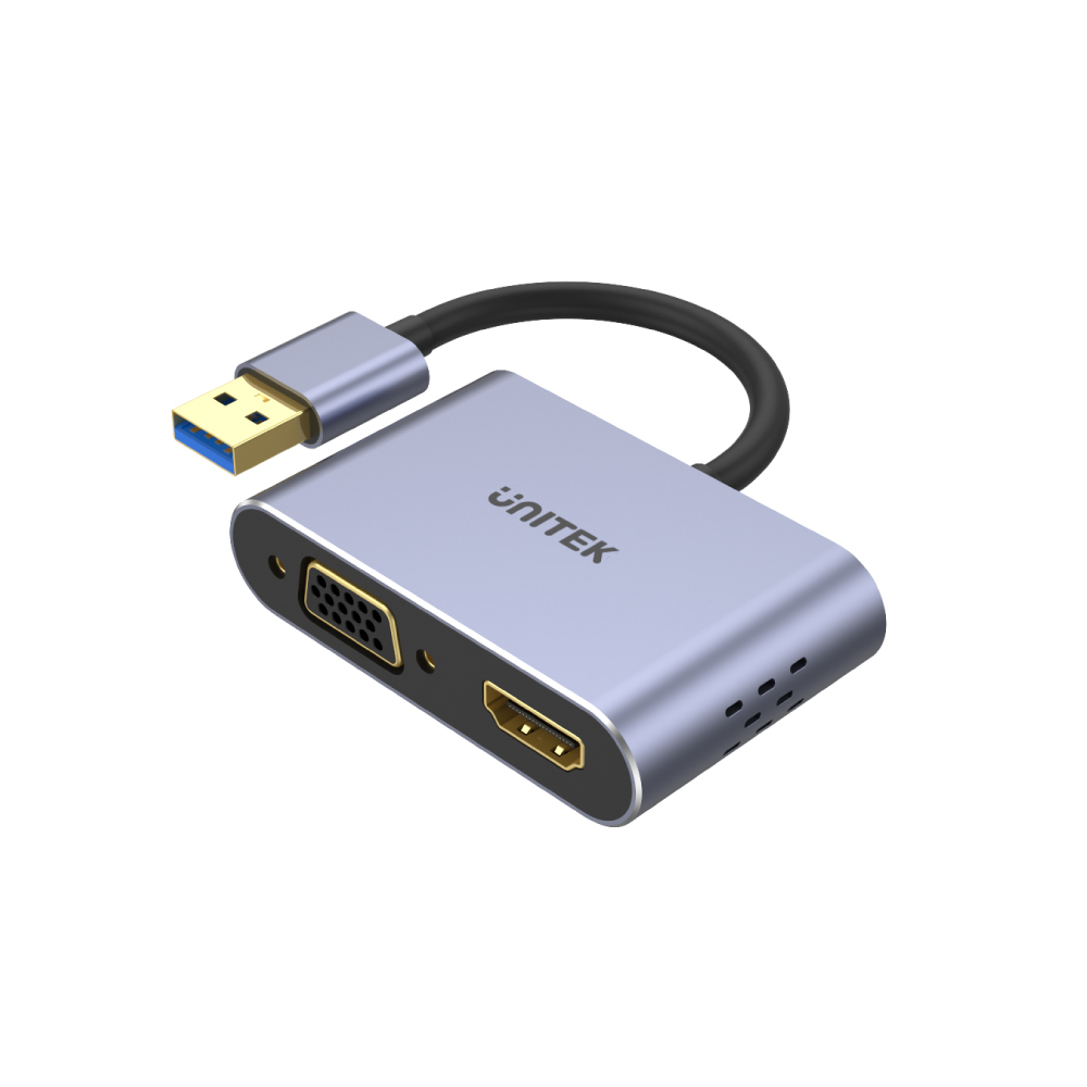 Unitek USB-C / USB-A to HDMI 2.0 4K and VGA Adapter with MST Dual ...