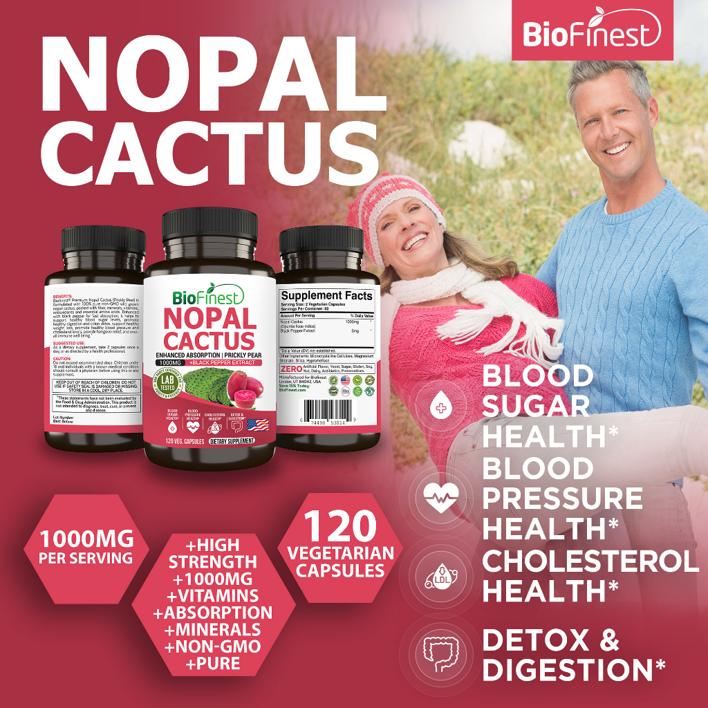 Biofinest Nopal Cactus 1000mg Supplement Prickly Pear Digestion Weight ...