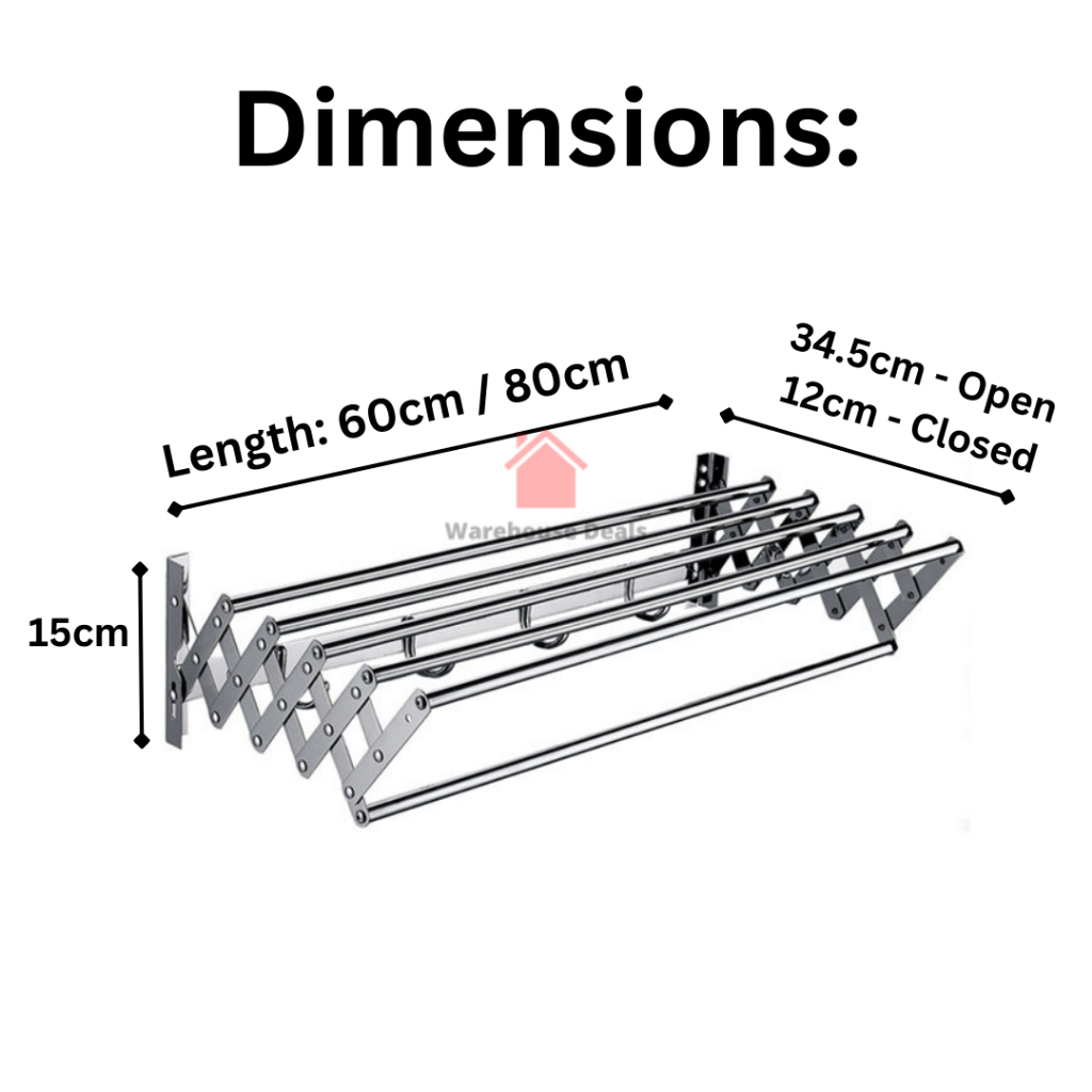 Stainless Steel Bathroom Retractable Towel Rack Hanger (60cm/80cm ...