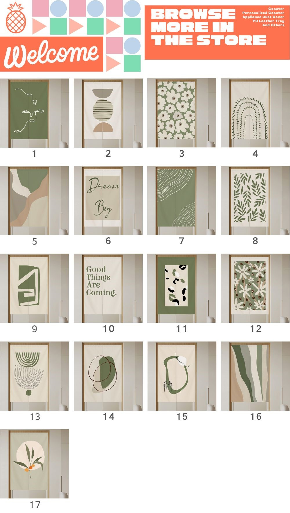 Door Curtain Noren with Rods Long Japanese Style For Door Entrance ...