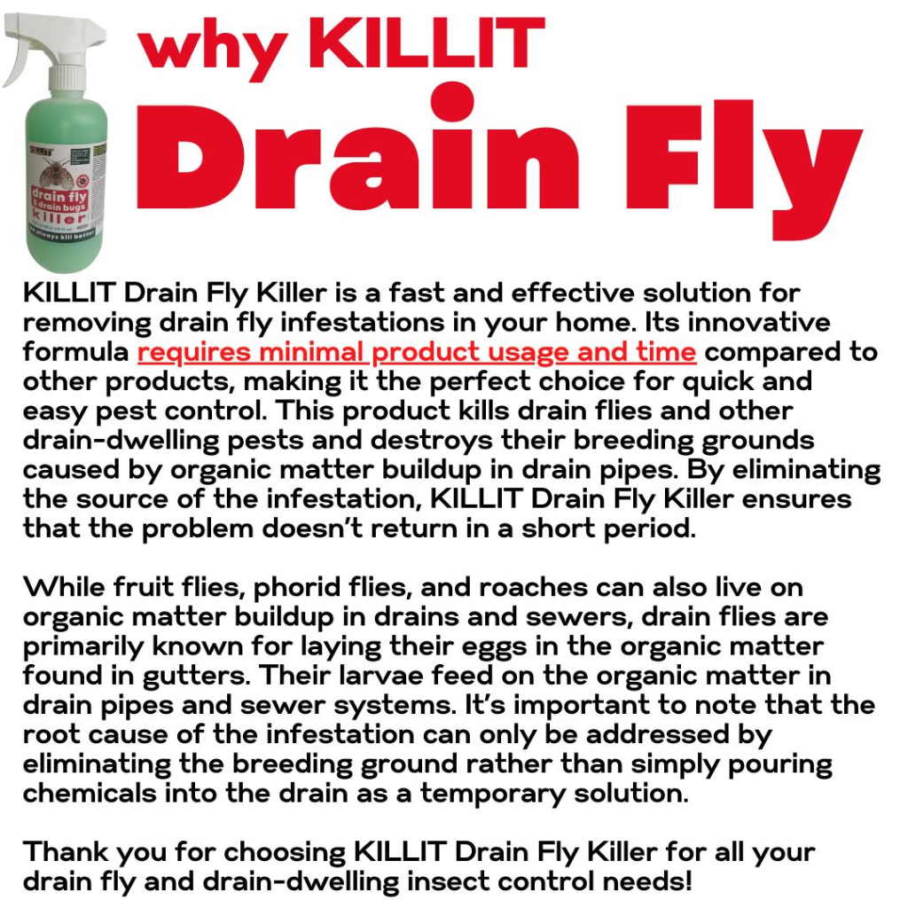 KILLit Drain Fly Killer (1000% Eliminate Infestation, Not Just Killing ...