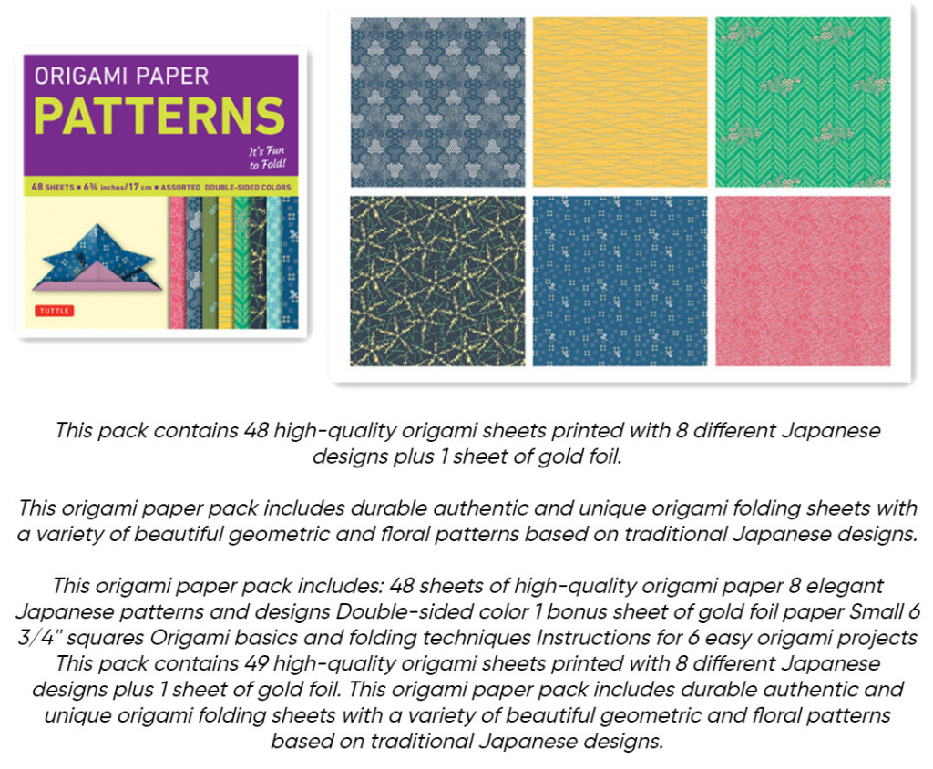 Origami Paper Patterns Printed with 8 Different Designs Instructions ...
