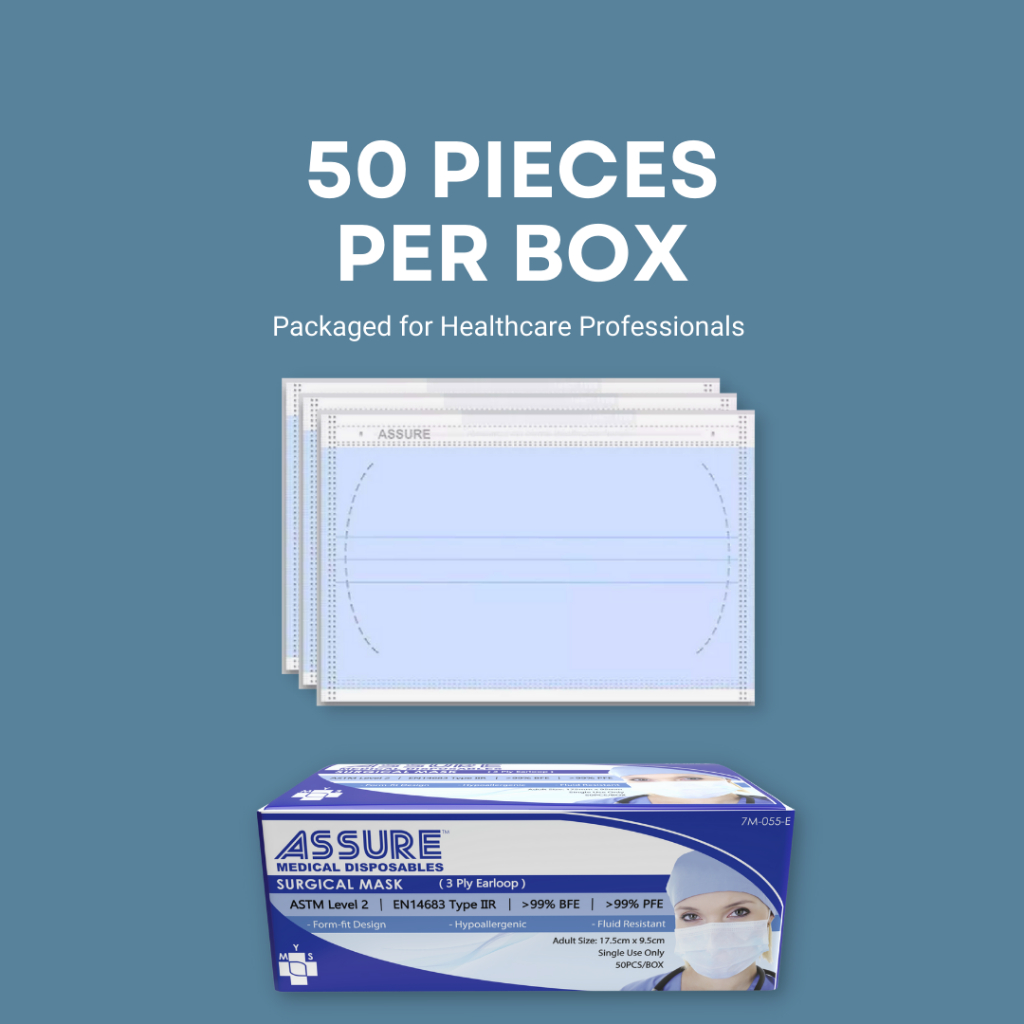 ASSURE Surgical Face Mask 3-Ply With Ear- Loop 50'S/Box | Shopee Singapore