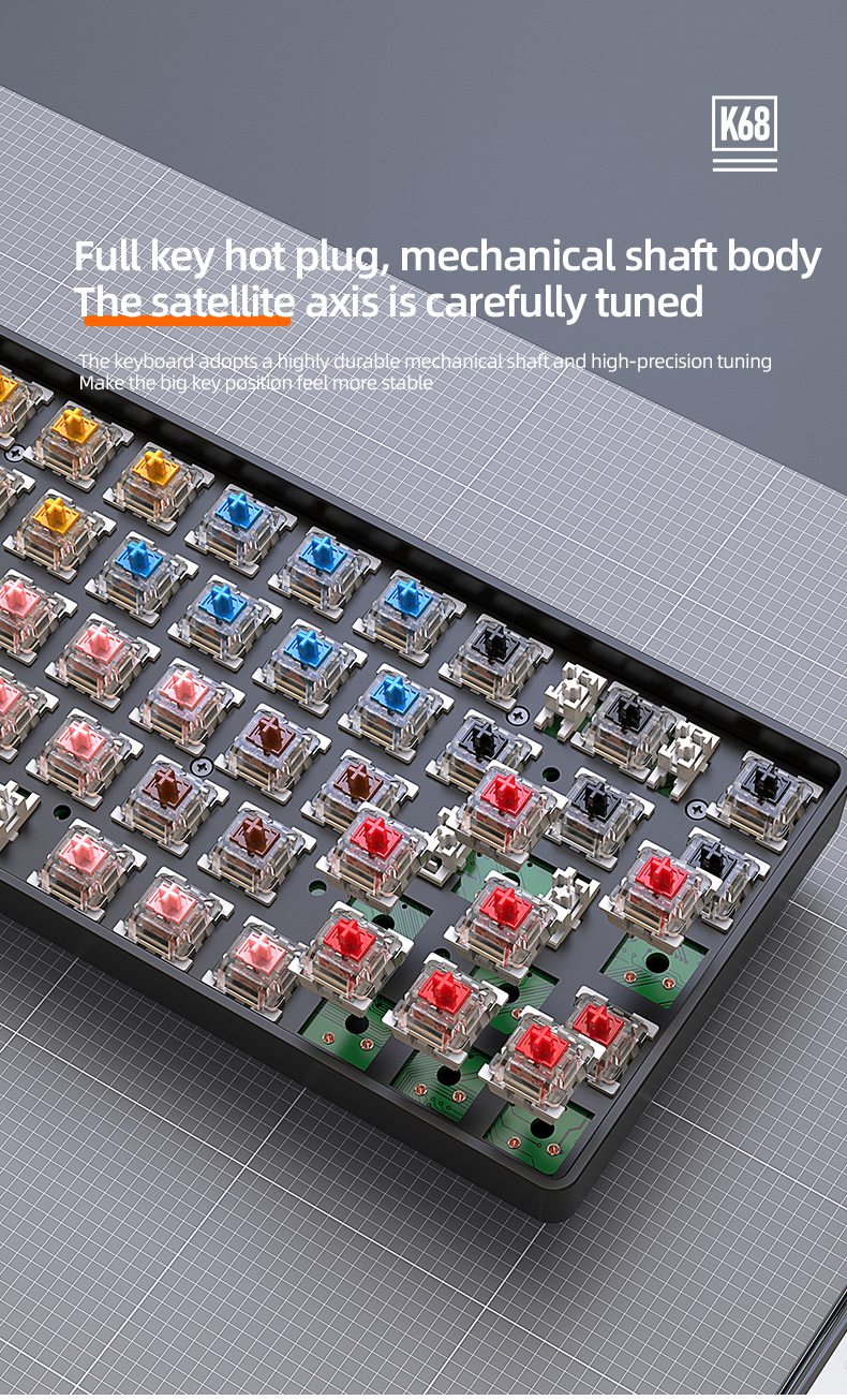 Wireless Bluetooth Mechanical Keyboard with USB-A and Type-C Dongle ...