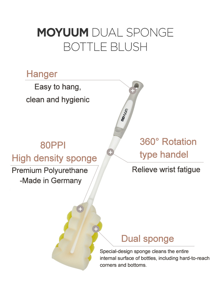 Moyuum Dual Sponge Bottle Brush - Coral Beige | Shopee Singapore