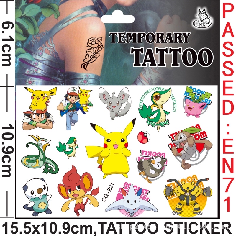 [SG] Pokemon Tattoo Waterproof Pikachu Cartoon Stickers Temporary ...