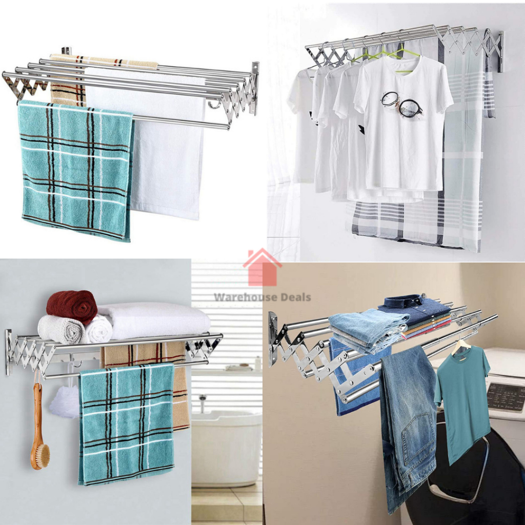 Stainless Steel Bathroom Retractable Towel Rack Hanger (60cm/80cm ...