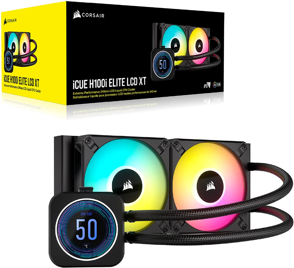 CORSAIR iCUE H100i & H150I ELITE LCD XT Liquid CPU Cooler - IPS LCD ...