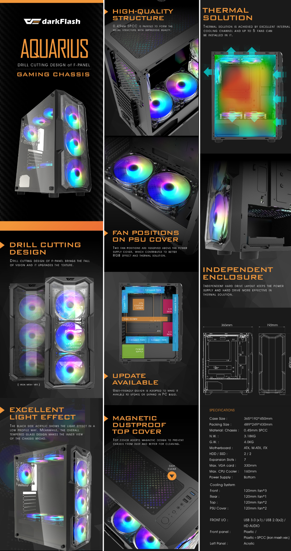 darkFlash Aquarius Mesh Acrylic Side Panel, ATX PC Case Black | Shopee ...