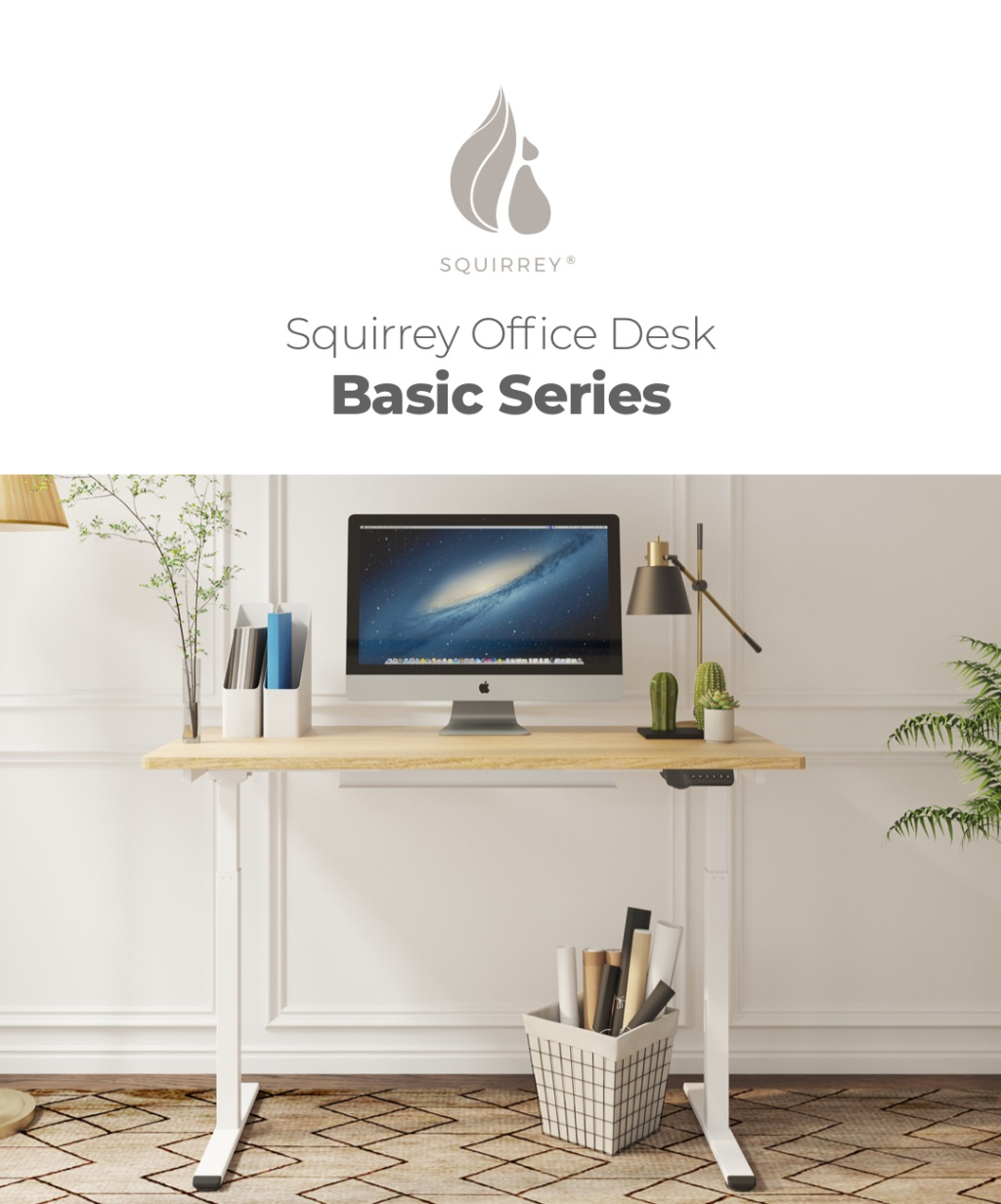 Squirrey Electric Height Adjustable Office Desk Basic Series [Custom Frame |Tabletop Size ...