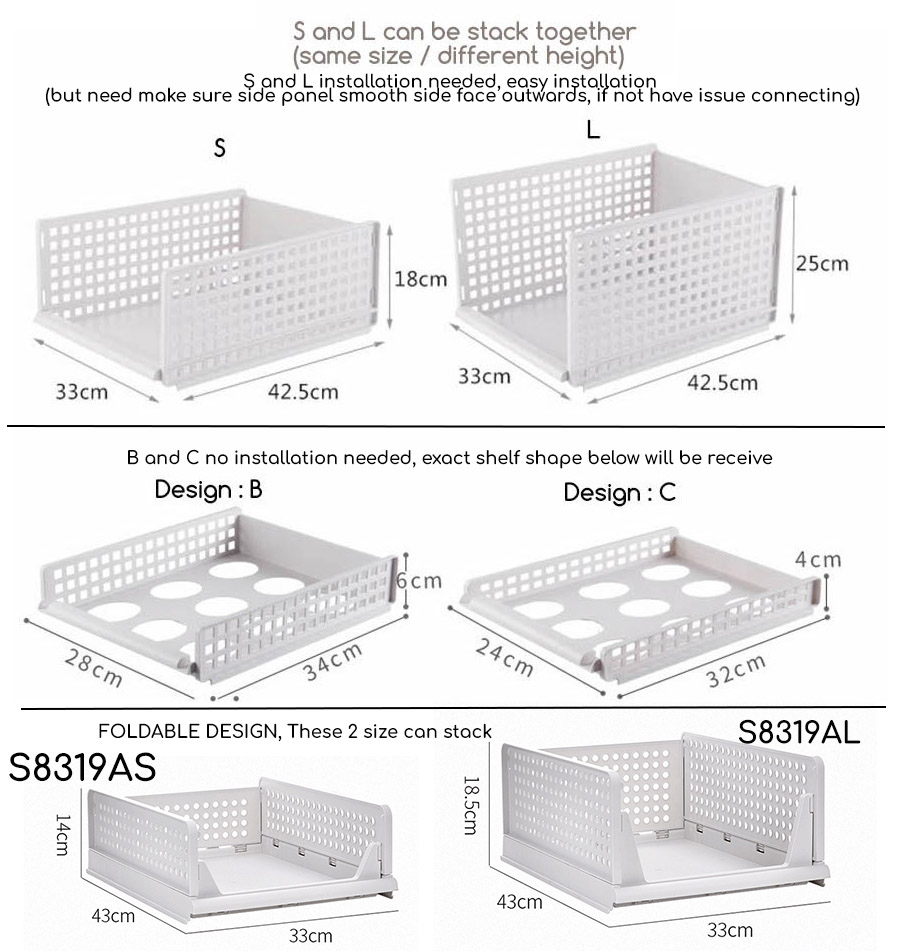 Easyhome.sg Modular Retractable Shelf / Storage Rack Drawer Clothes ...