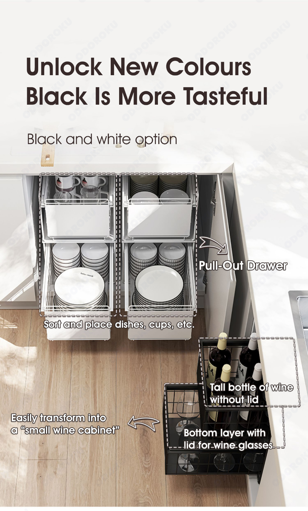 ODOROKU Stackable 2-Tier Under Sink Cabinets Organizer with Sliding ...