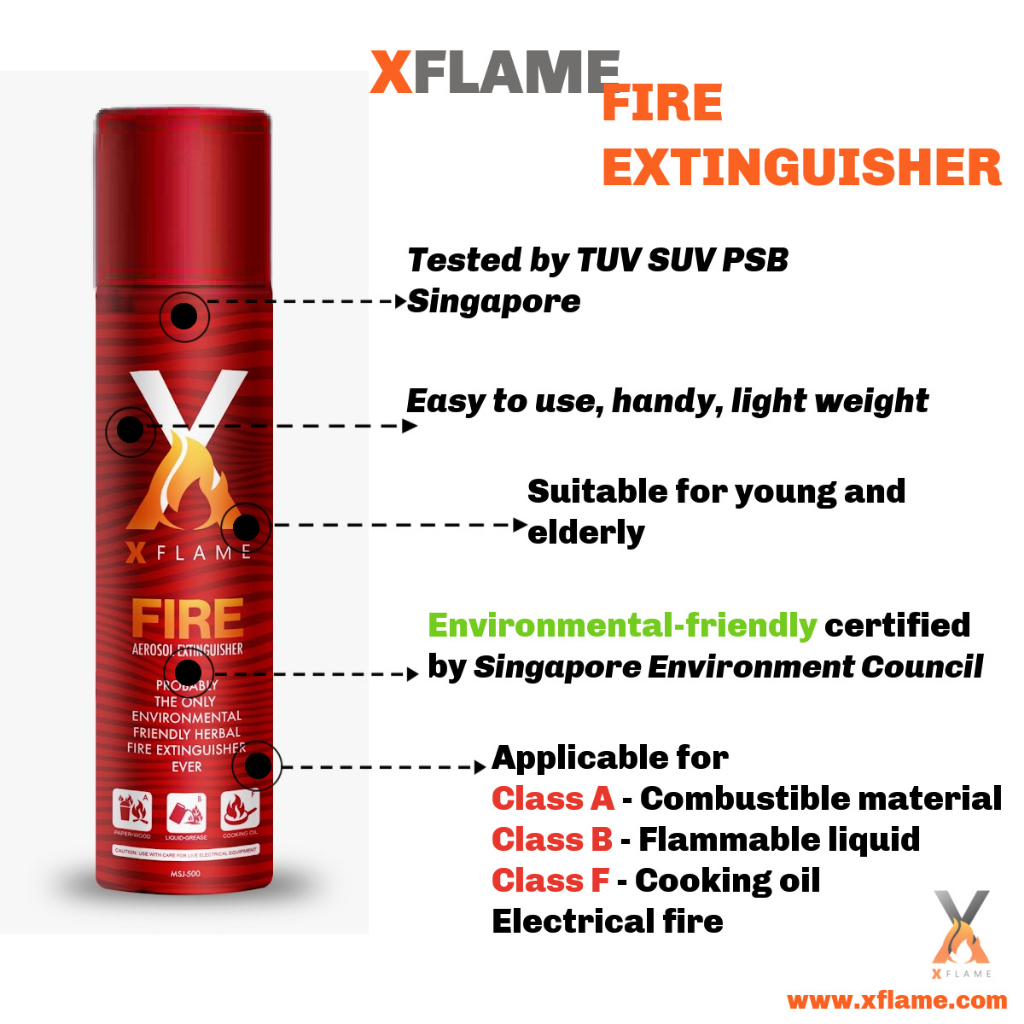 XFLAME MSJ-500 Fire Extinguisher with WIFI Smart Smoke Alarm | Shopee Singapore